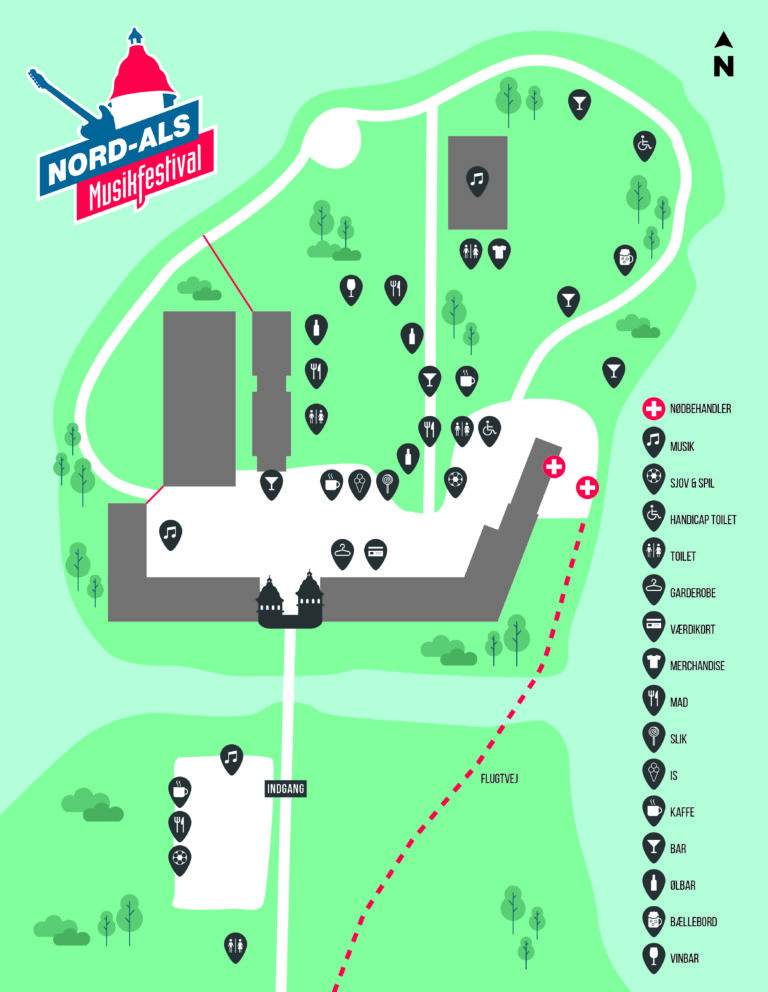 Kort over festivalpladsen - Nord-Als Musikfestival